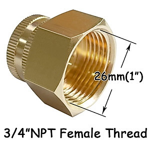 Uenede 2PCS Brass Garden Hose Reducer Swivel Connector 3/4"GHT to 3/4"NPT Threaded Double Female Reducing Convert Adapter Garden Hose Pipe Fittings