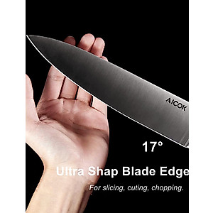 ZZWW Kitchen Knife Set, Professional 6 Piece Knife Set with Wooden Block Germany High Carbon Stainless Brown