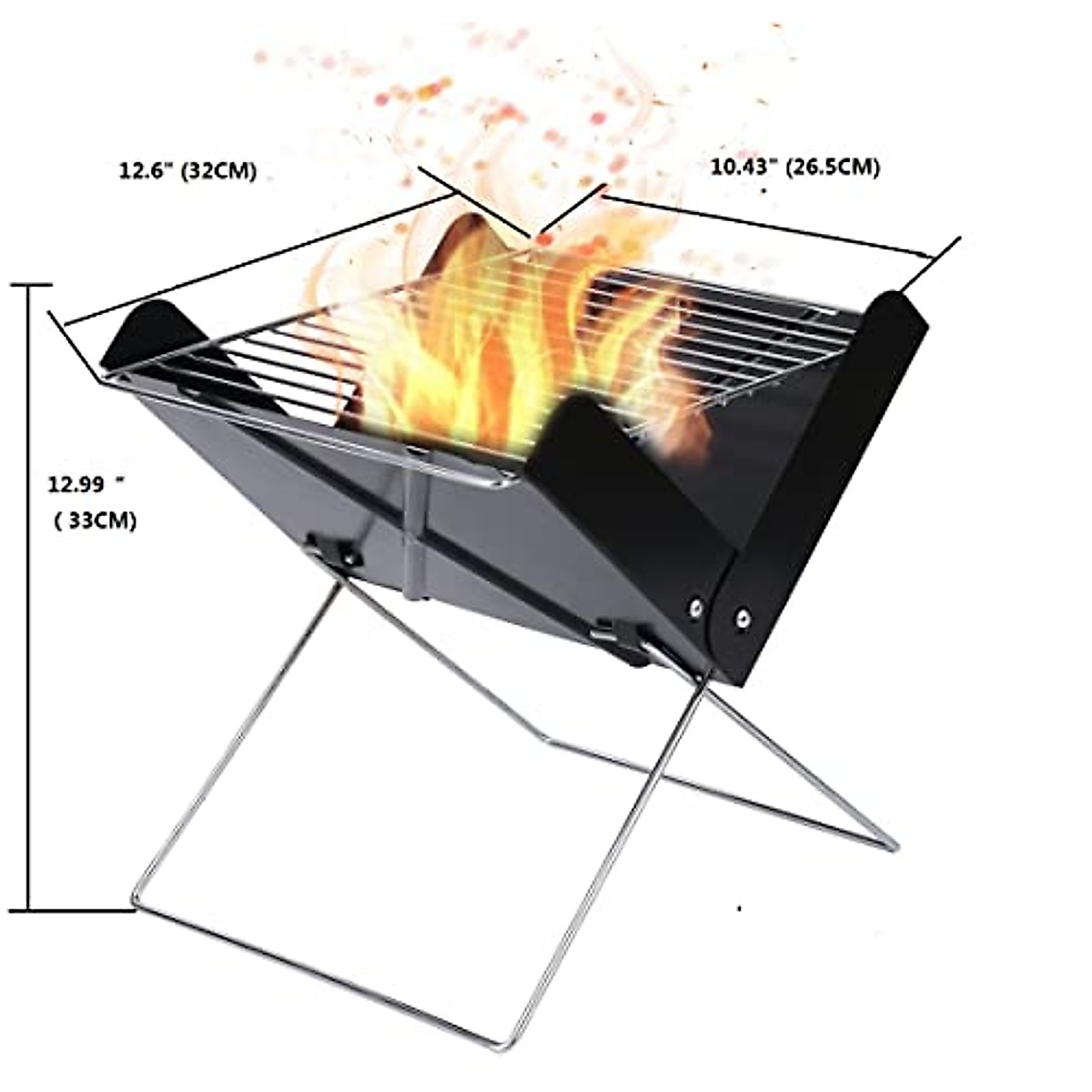 Mini Tabletop Charcoal Grills, Portable BBQ,Fire Pit Bowl, Foldable Heavy Duty Camping Stove, Hibachi Grill, for Indoor and Outdoor Wood Burning, Car Traveling, Backpacking and Picnic