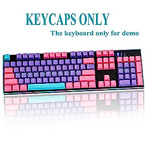 Ussixchare Backlit Keycaps 60 Percent 87/104 PBT Key Caps Set for 60% Mechanical Gaming Keyboard Gateron Kailh MX Switches (Violet)