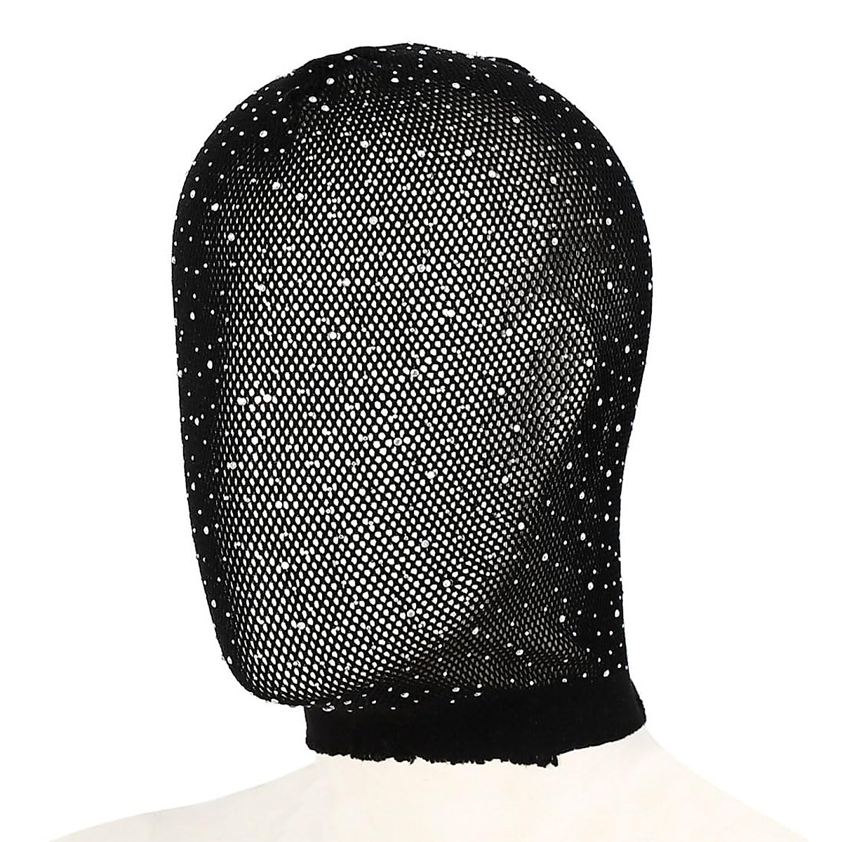 Black Crystal Elastic Mesh Rhinestone Masquerade Masks Full Face Veils See Through Fishnet Headwear Hairbands Turban Head Covers Wraps