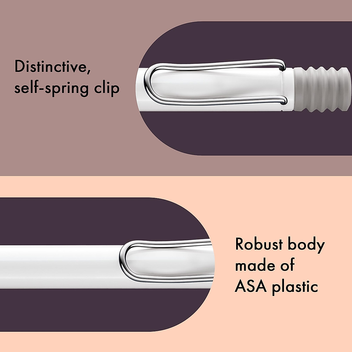 Lamy safari white - Ballpoint Pen with ergonomic grip & line width M - for pleasant long writing - made of robust ASA plastic – including large capacity refill M 16 in blue