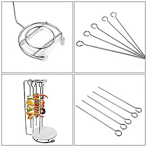 YARDWE Kebab Skewers Metal Skewers 2 Sets Vertical Skewer Stainless Steel Stainless Steel BBQ Kabob Skewers Rack Holder Vertical Barbeque Grilling Rack Meat Spit Kebab Skewers Metal Skewers