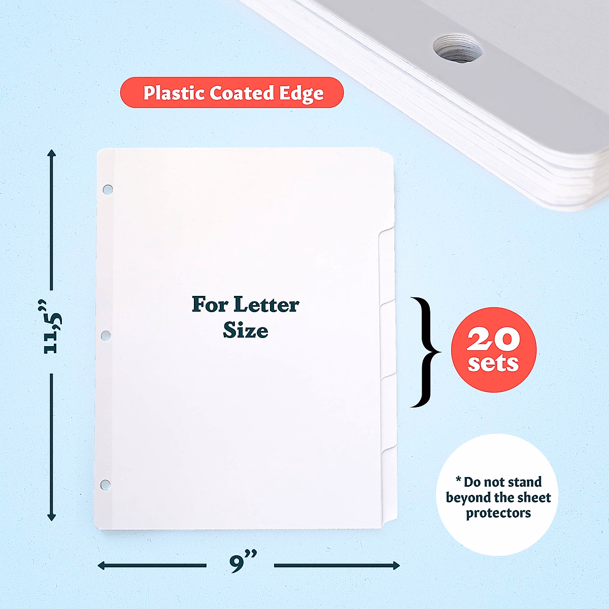 3 Ring Binder Dividers with Tabs - (20 Sets) x 5 Tab Dividers for 3 Ring Binders - White - Binder Dividers with Tabs - Dividers for 3 Ring Binder - Tab Dividers - Binder Tabs // Paper Plan