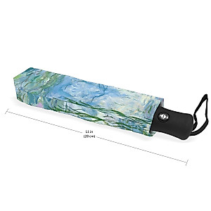 AHOMY Auto Open Close Umbrella, Water Lilies By Claude Monet Oil Paintings Flowers Folding Travel Umbrellas for Rain and Sun
