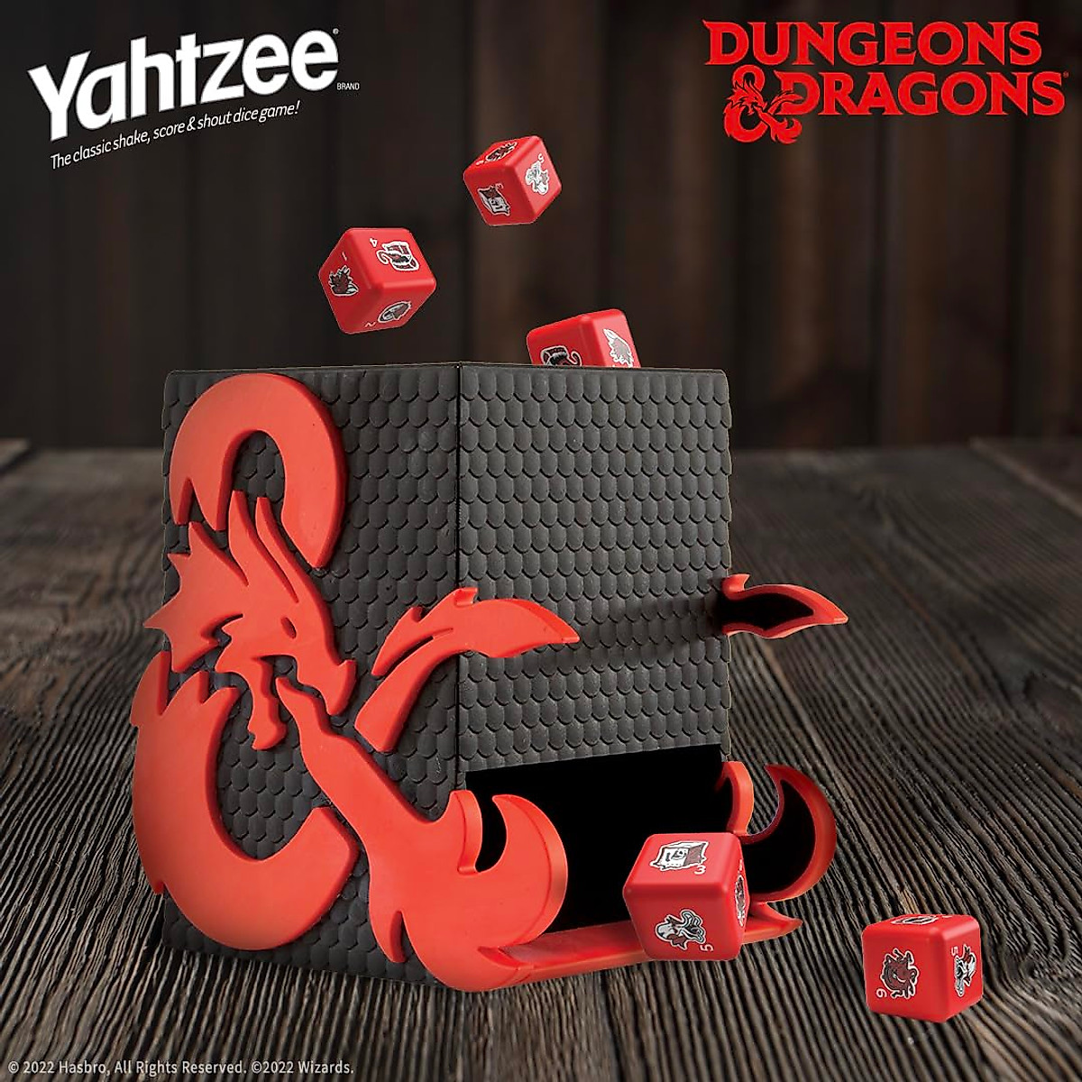 YAHTZEE: Dungeons & Dragons | Collectible Dice Tower | Dice Featuring Dragon, Owl Bear, Gelatinous Cube, Mimic, Mind Flayer, and Beholder | Officially-Licensed Dungeons & Dragons Game & Merchandise