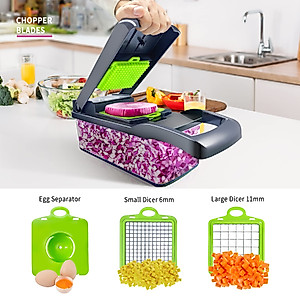 Vegetable with Container Chopper, Onion Cutter, Multifuctional Chopper, Vegetable Slicer Dicer Cutter, Veggie Chopper With 8 Blades, Food Salad Chopper Potato Slicer, Good Assistant in Kitchen
