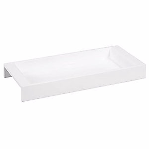 mDesign Wood Bamboo Tray for Bathroom and Vanity - Fits on Top of Toilet Tank, Sink, Counter - Bath Accessories Organizer - Soap, Towel, Skincare, Perfume, Toiletry Holder - Echo Collection - White