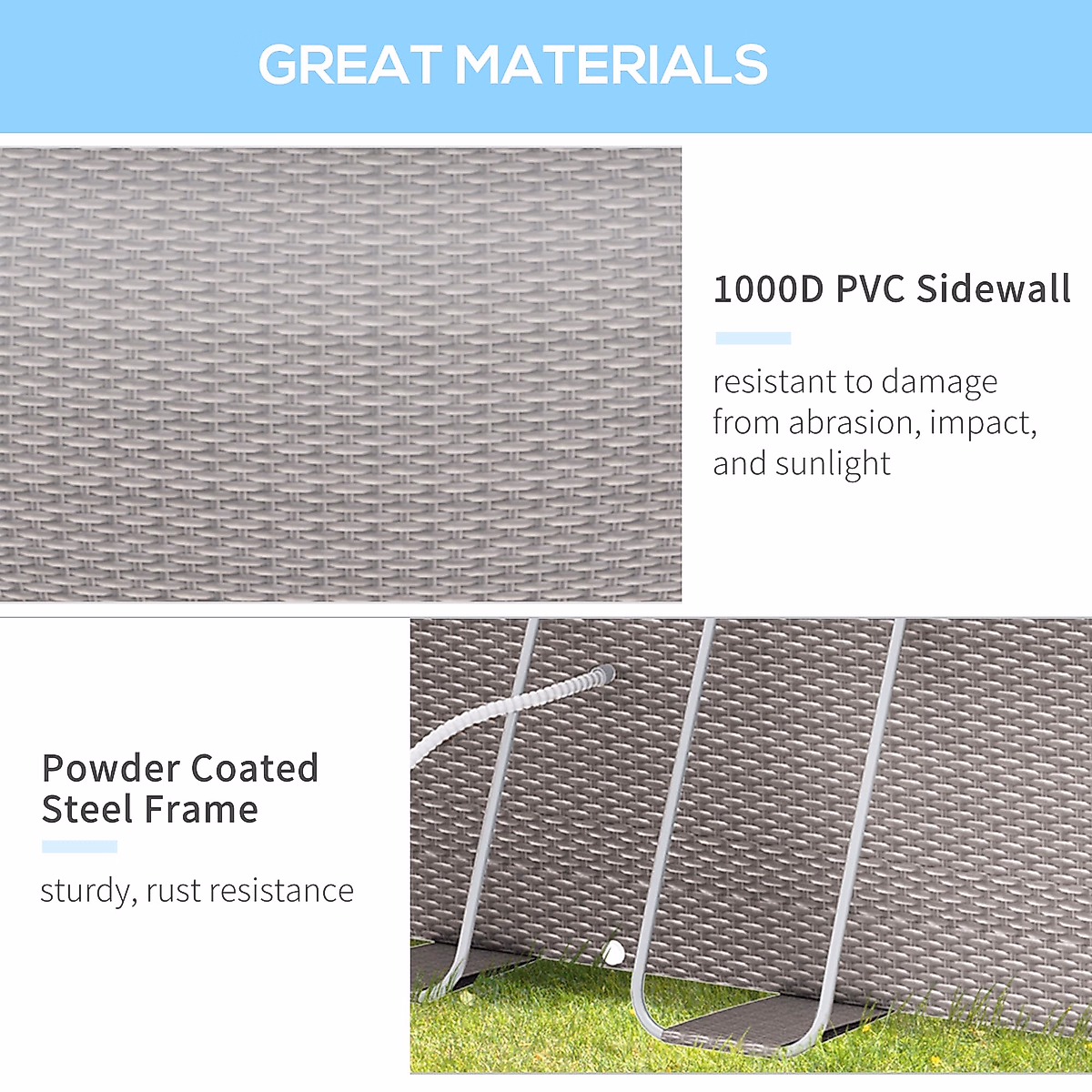 Outsunny 14' x 10' x 3' Above Ground Swimming Pool, Non-Inflatable Rectangular Steel Frame Pool with Filter Pump, Safety Ladder for 1-6 People, Gray