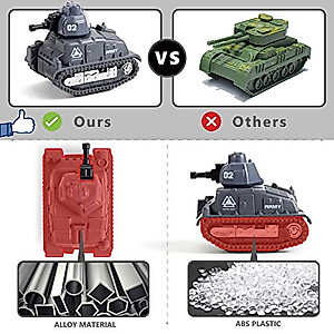 Pull Back Military Vehicles Tank Toys for Boys, 8 Pull Back Toy Army Tanks with Army Men Military Road Sign, Small Diecast Tanks Military Toy Army Car Truck Toys Gift for Kids Age 3 4 5 Years Old