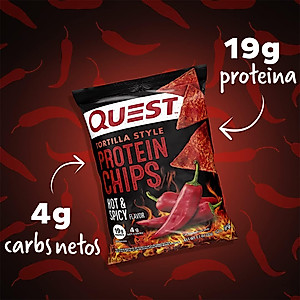 Quest Tortilla Style Protein Chips - Hot & Spicy (8 Bags)