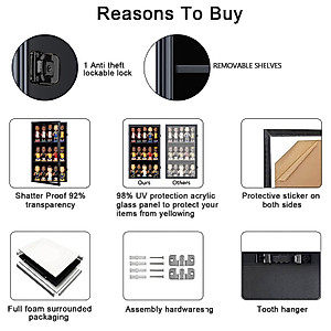 Zmiky Bobblehead Display Case Action Figure Display Case Bobble Head Shadow Box Wall Cabinet for 15 Figurines Display with Lockable Anti Fade Uv Protection for Bobble Heads, Action Toy Figures, Black