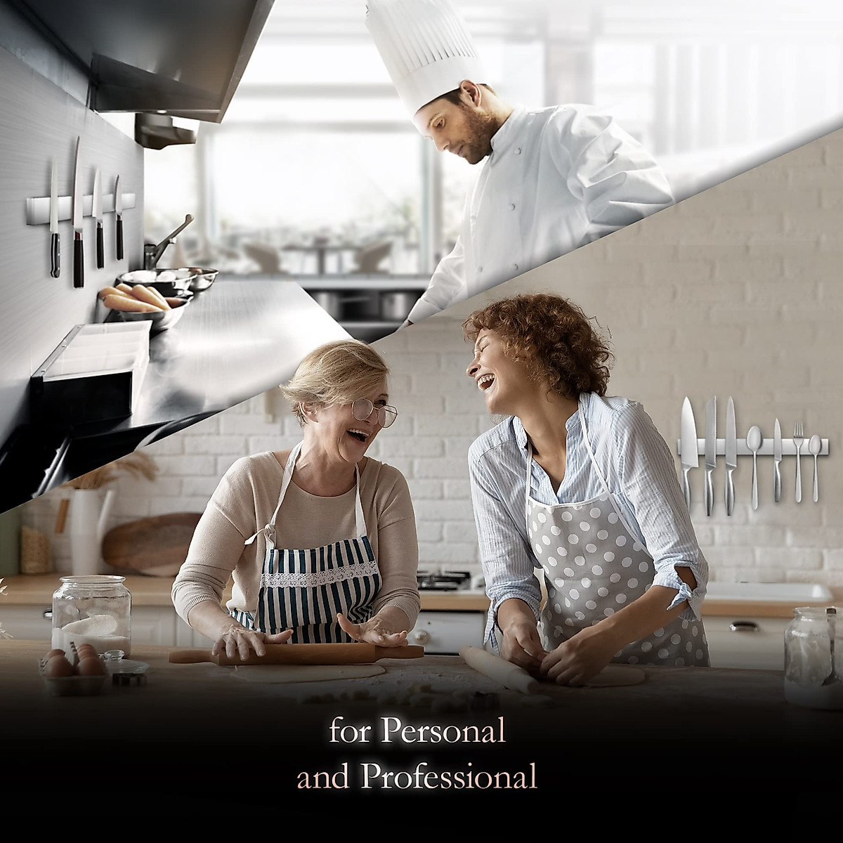 Luxiluxy Magnetic Knife Strip with 3M Adhesive Tape - No Drilling - 16 Inch Stainless Steel Magnetic Knife Holder for Wall - Knives Bar Rack for Kitchen Utensil, Art Supply & Tool Organizer