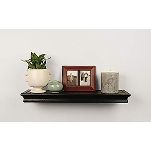 HIGH & MIGHTY 515611 Decorative 24" Floating Shelf Holds up to 20lbs, Easy Tool-Free Dry Wall Installation, Beveled, Retail Packaging, Black