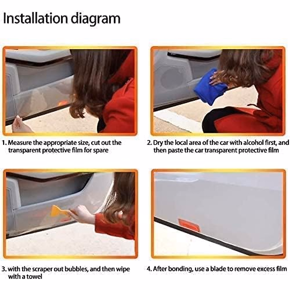 Lypumso Clear Vinyl Wrap, Transparent Protective Self Adhesive Car Wrap Film Vinyl Without Bubble Clear Gloss Paint for DIY Car Moto Interior Exterior (Clear, 1ft x 10ft)