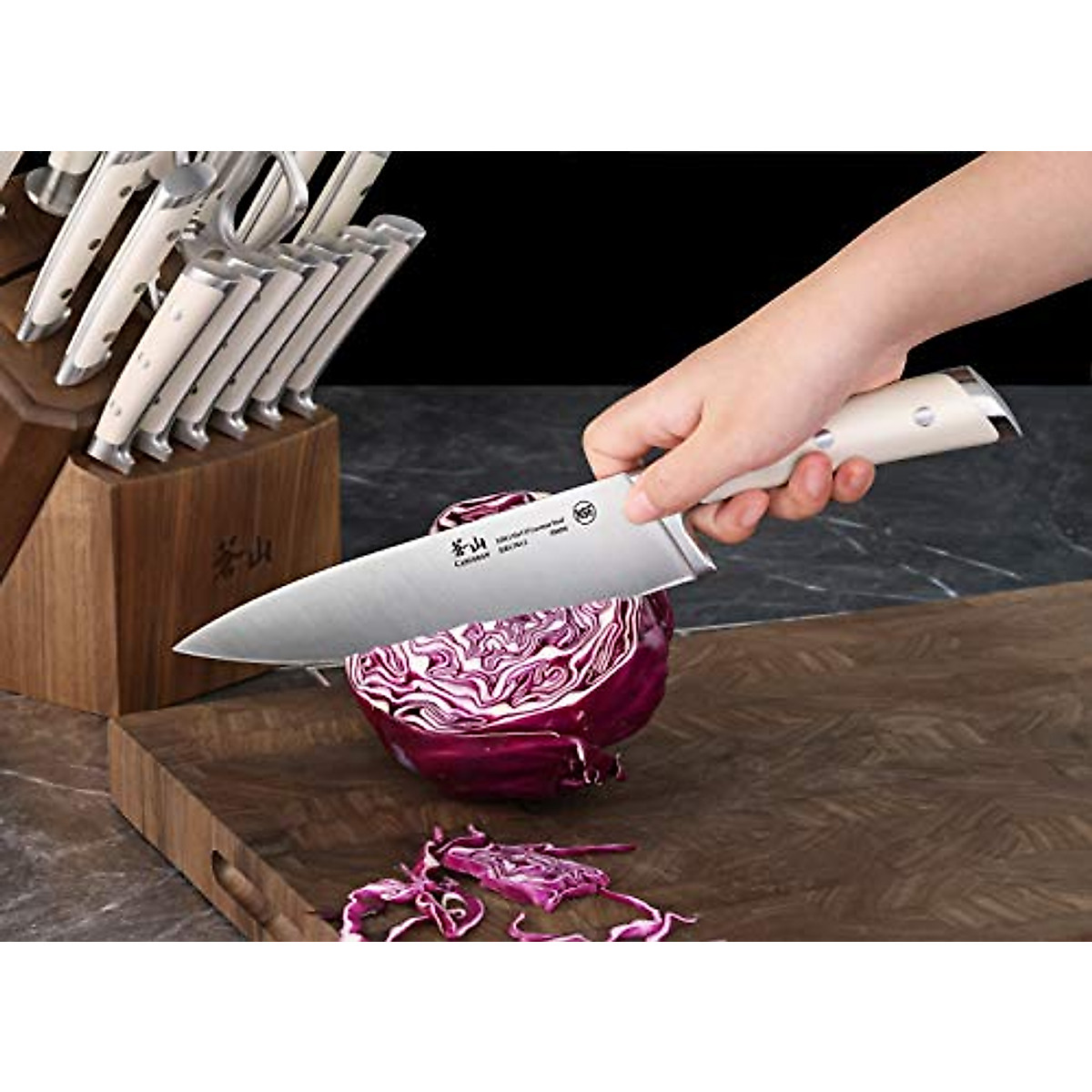 Cangshan S1 Series 1022599 German Steel Forged 17-Piece Knife Block Set, Walnut