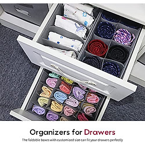 ZUIDSYI 4 Pack Sock Underwear Drawer Organizer Dividers, Foldable Fabric Dresser Closet Organizers Box and Storage Bins for Clothing Bras Lingerie Undies Socks Undies Scarf Ties Belt