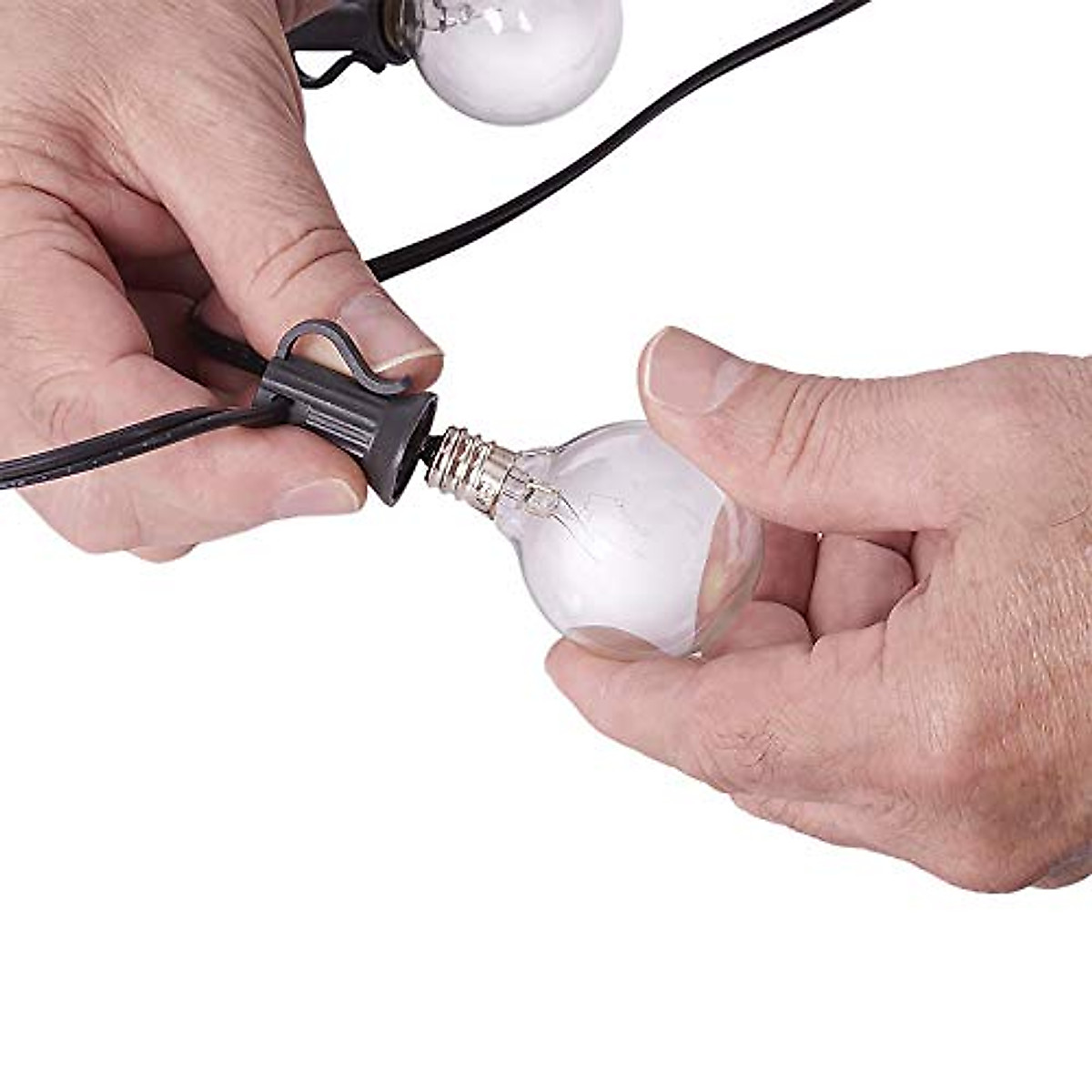 Sterno Home 25-Ft Clear Globe Outdoor Incandescent String Lights G40 Bulbs on Black Cord – For Backyard, Weddings, Patio, Porch, Tents and more