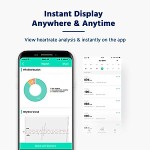 IFOAIR sec Portable Heart Rate Monitor - Heart Rhythm Tracker with Smartphone App, Wireless Home Use Heart Monitoring Devices Compatible with iPhone/Android Tablets