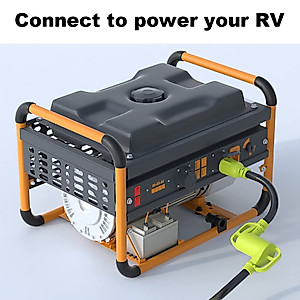 XGGYA 3 Prong 30 Amp to 50 Amp RV Generator Twist Lock Adapter,NEMA L5-30P Male Plug to NEMA 14-50R Female 12 Inch with Grip Handle,Heavy Duty STW 10 AWG Generator Adapter for RV Trailer Camper