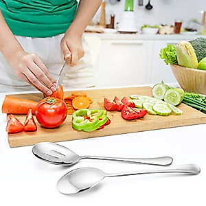 Serving Spoons X 6, HaWare 9.8 inches Large Size Stainless Steel Serving Spoon, Elegant Design for Kitchen/Buffet/Party, Mirror Polished and Dishwasher Safe(6 Pack)