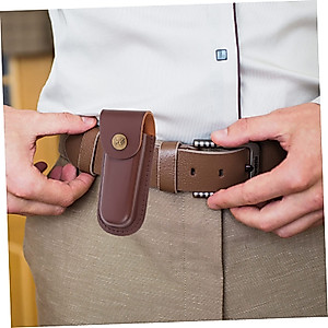 DOITOOL Leather Knife Case Leather Leather Waist Belt Camping Folding Knives Pocket Tool Pouch Belt Pancake Small Cover for Cutter Kitchen Camping Cutter Cover