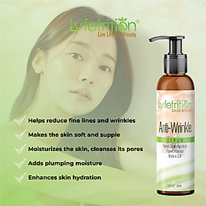 Lyfetrition Anti-Wrinkle Serum | 12 Oz Large Bottle | Anti-Aging Face Serum With Jojoba Oil, Rosehip Seed Oil & Many More Natural Ingredients - Moisturizing Cleanser for Fair & Younger Looking Skin