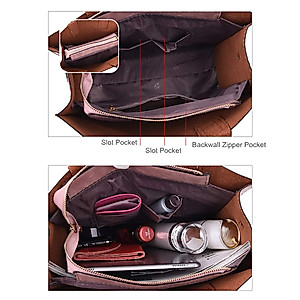 Women Handbags Sets 3 Pcs Large Capacity Handbag Chain Shoulder Bag Clutch Wrist Purse, Red