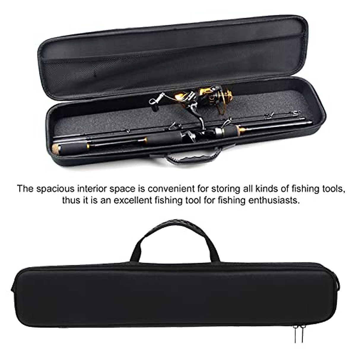 Fishing Rod Holder Bag, Fishing Rod Bag Large Space Net Pocket Double Zipper with Shoulder Strap for Fishing Tools