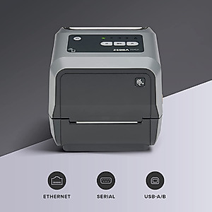 ZEBRA ZD621 Thermal Transfer Desktop Printer 300 dpi Print Width 4 inch USB Serial Ethernet ZD6A043-301F00EZ