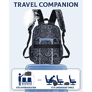 Large Travel Backpack for Women College Campus Bookbag XL Lightweight School Bag Fits 15.6 Inch Laptop Water-resistant Casual Daypack Airline Approved Carry On Backpack Grey Paisley Mochilas De Mujer