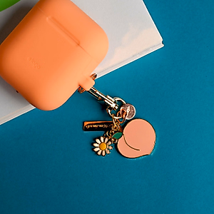 elago AirPods Keyring [PEACH] - Charm for AirPods, Handbag, Tote, Purse, Backpack, Bag, Car Key, Durable Keychain, Sturdy material, Cute Accessories for Women