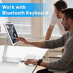 AboveTEK Elegant Tablet Stand, Aluminum iPad Stand Holder, Desktop Kiosk POS Stand for 7-13 inch iPad Pro Air Mini Galaxy Tab Nexus, Tablet Mount for Store Showcase Office Reception Kitchen Countertop