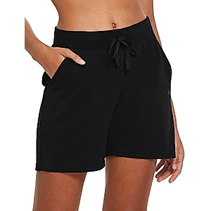 BALEAF Womens Lounge Shorts Cotton Athletic Sweat Shorts with Pockets High Waist Summer Casual Black Size XXL