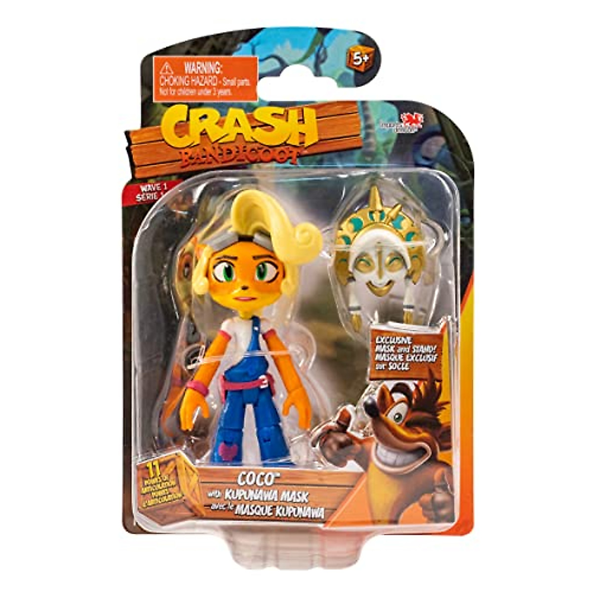 Crash Bandicoot 11cm Coco with Mask HE12300 | Collectable Retro Gaming Figure for Kids with Accessory