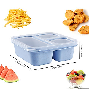 MONGSEW 3PCS Stackable Snack Box with 3 Compartments, Lunch Containers & Bento Box for Kids and Adults (3Pack, 3Colors)