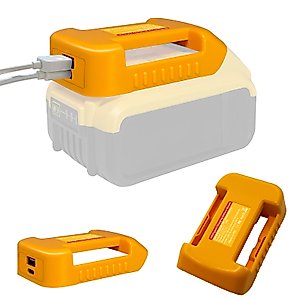 Laimiao 2Pcs for Dewalt Battery USB Charger Adapter, Battery Holder for Dewalt 20V DCB200 DCB201, with Type-C and USB Fast Charging Adapter