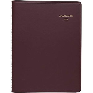 2021 Weekly Appointment Book & Planner by AT-A-GLANCE, 8-1/4" x 11", Large, Winestone (709505021)