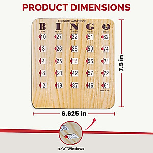 MR CHIPS Jam-Proof Fingertip Slide Bingo Cards with Sliding Windows - 50 Pack in Tan Style