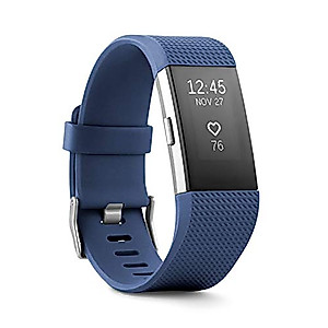 Fitbit Charge 2 Heart Rate + Fitness Wristband, Blue, Large (6.7 - 8.1 Inch) (US Version) (Renewed)