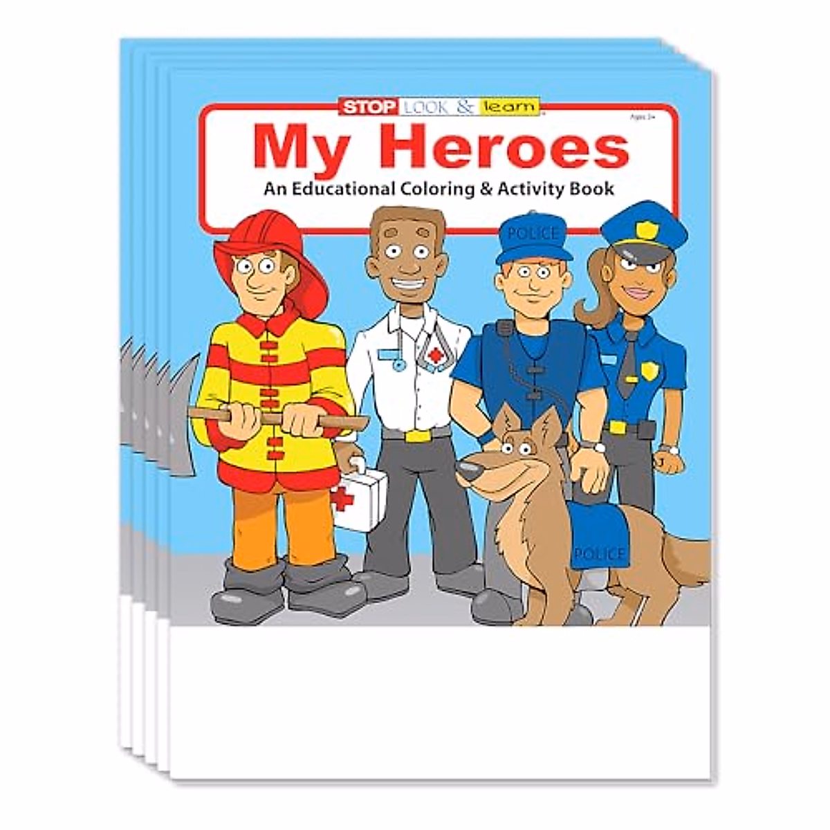 ZOCO - My Heroes - Police, Fire, EMTs - Kids Coloring Books (25 Bulk Pack, Without Crayons) - Community Relations & Promotional Handout - Games, Puzzles, Activities for Children