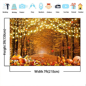 Avezano Fall Backdrop for Photography Autumn Maple Forest Leaves Thanksgiving Photo Background Give Thanks Party Decorations Farm Harvest Event Banner(7x5ft)