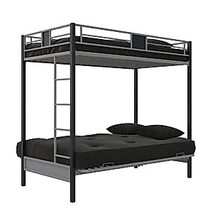 DHP Silver Screen Metal Bunk Bed with Ladder, Black, Twin