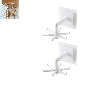 Lakemesure Rotating Folding Hook for Kitchen Utensils, Rotating Folding Hook, Probablei 360° Rotating Folding Hook, Kitchen Utensil Holder 360 Degrees Rotating Folding Hook (White,2pcs)