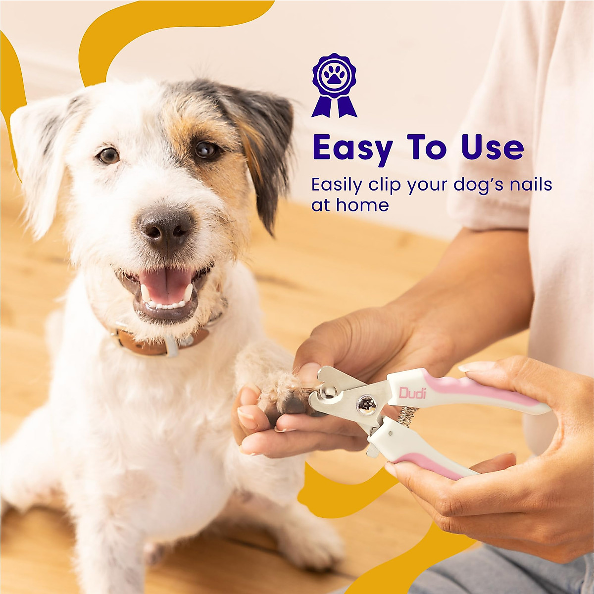 Dudi Pet Nails Clippers for Cats and Nail File - Cat Nail Trimmers with Lock Guard - Razor Sharp Grooming Clipper Trimmer Blades for All Breed Sizes - White Pink - Big