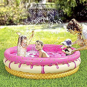 Jasonwell Inflatable Baby Kiddie Pool - Kids Paddling Pool Toddler Baby Swimming Pool Blow Up Ball Pit Pool Blow Up Infant Wading Pool for Backyard (48in Donuts)