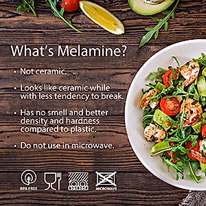 bzyoo BPA-Free Dishwasher Safe 100% Melamine Plastic Plate & Bowl Set Casual dining Indoor and Outdoor Dining Party Environmental Friendly (12 PCS set, Service for 4, La la Mandala -black)