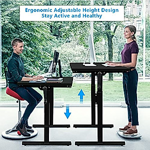 ERGO COMFY Manual Adjustable Height Standing Desk, 48 x 24 Inch Hand Crank Standing Desk with One-Piece Table Top, Sit Stand up Rising Desk, Home Office Computer Workstation, Black