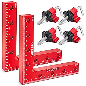 W B D WEIBIDA 90 Degree Clamps For Woodworking, Positioning Squares Right Angle Clamps 2 Pack, 5.5" X 5.5" (140 x 140mm) Aluminum Alloy Corner Clamps Tools For Cabinets, Picture Frame, Drawers