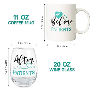 Before Patients, After Patients Gifts Set - 11 oz Coffee Mug and 19 oz Wine Glass Set Gifts Idea for Nurse, Dentists, Doctors, Hygienists, Physician, Unique Graduation Birthday Gifts